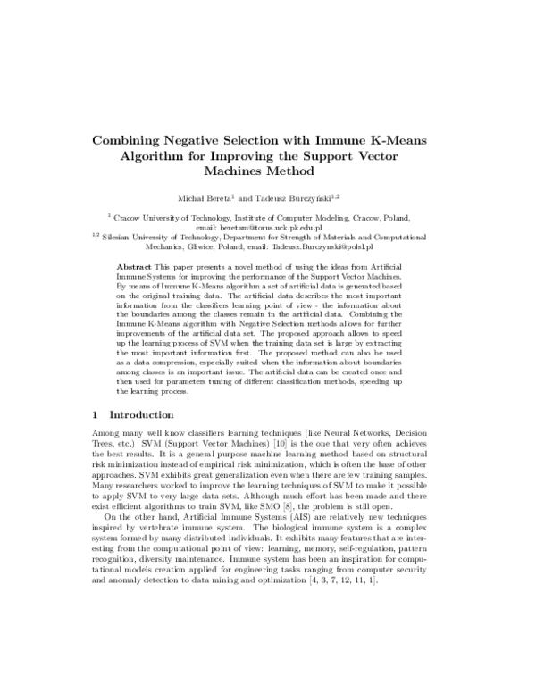 (PDF) Combining negative selection with immune K-means algorithm for improving the support ...