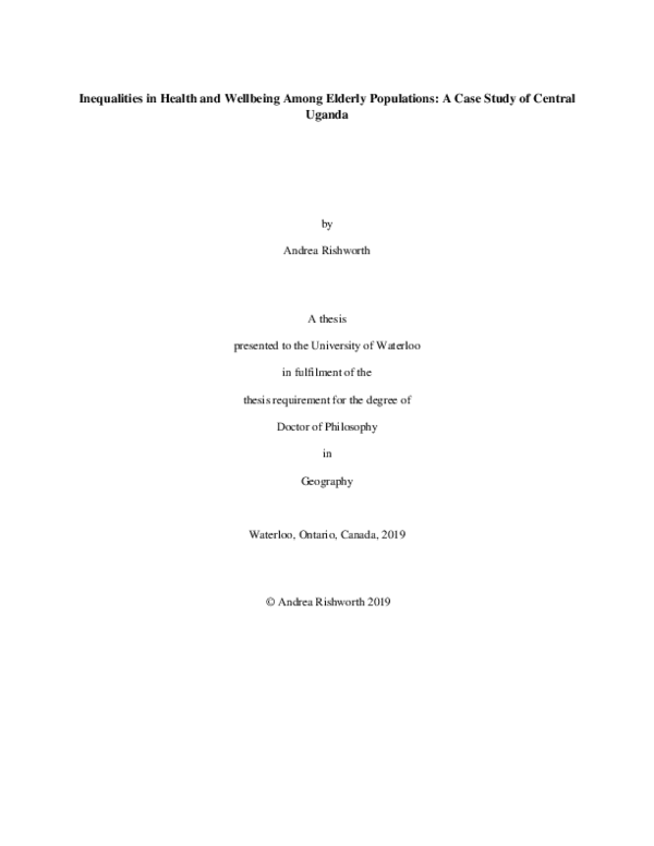 (PDF) Inequalities in Health and Wellbeing Among Elderly Populations: A ...