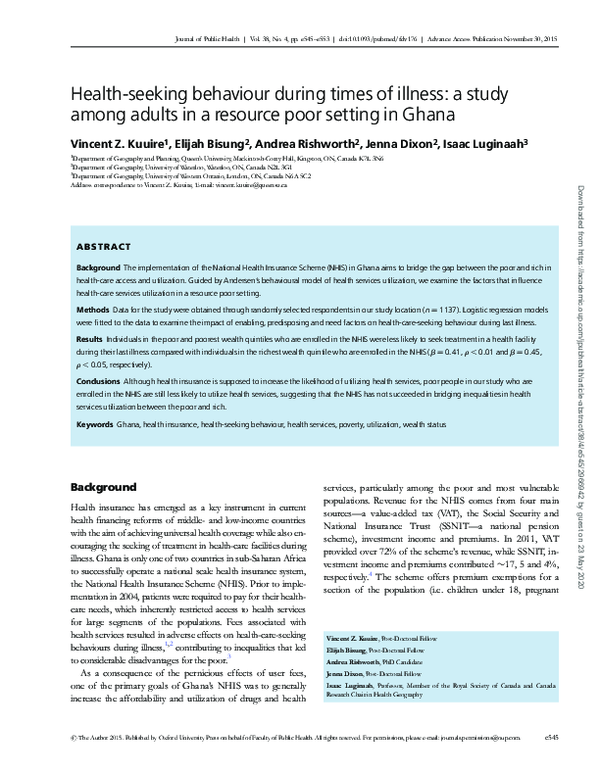 (PDF) Health-seeking behaviour during times of illness: a study among ...