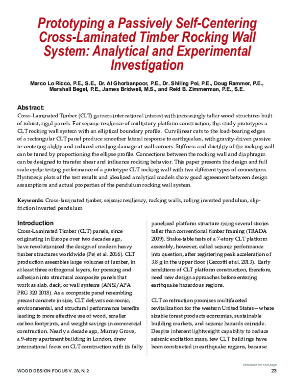 (PDF) Prototyping a passively self-centering cross-laminated timber ...