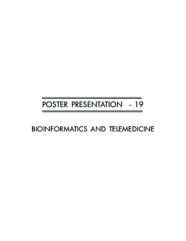 (PDF) Poster presentation - 19 Bioinformatics and telemedicine