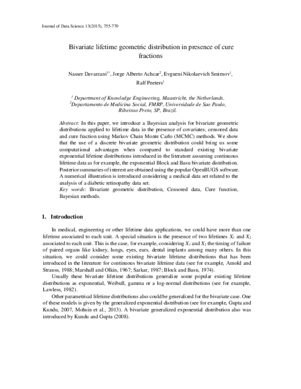 (PDF) Bivariate lifetime geometric distribution in presence of cure ...