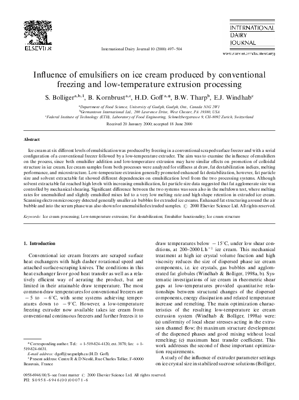 (PDF) Influence of emulsifiers on ice cream produced by conventional ...