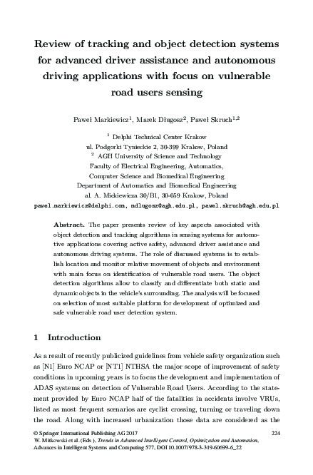 (PDF) Review of tracking and object detection systems for advanced ...