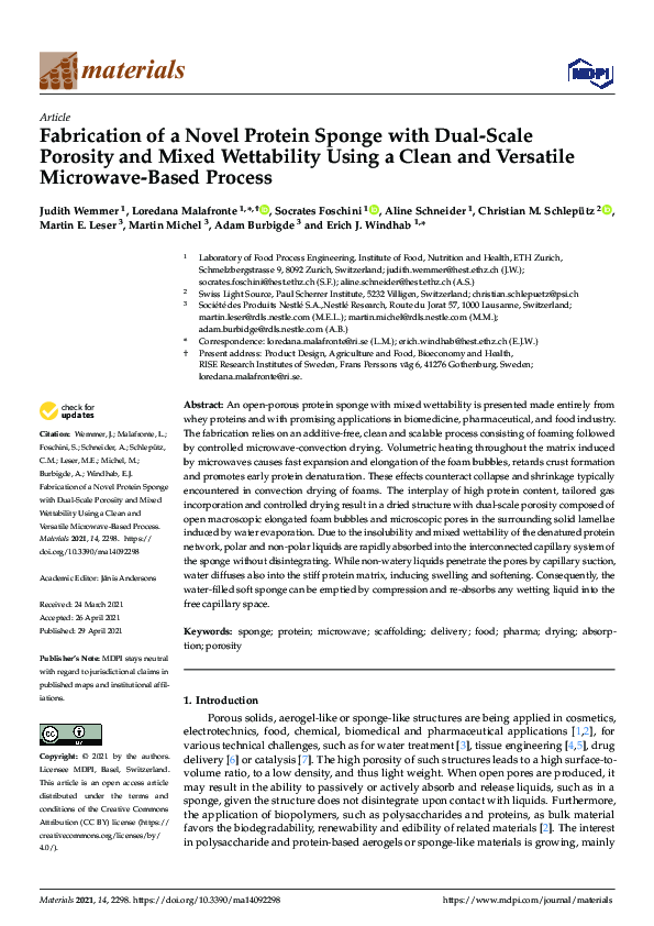 (PDF) Fabrication of a Novel Protein Sponge with Dual-Scale Porosity ...