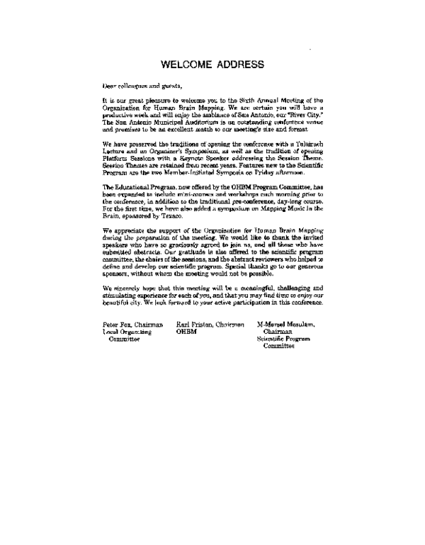 (PDF) Welcome address