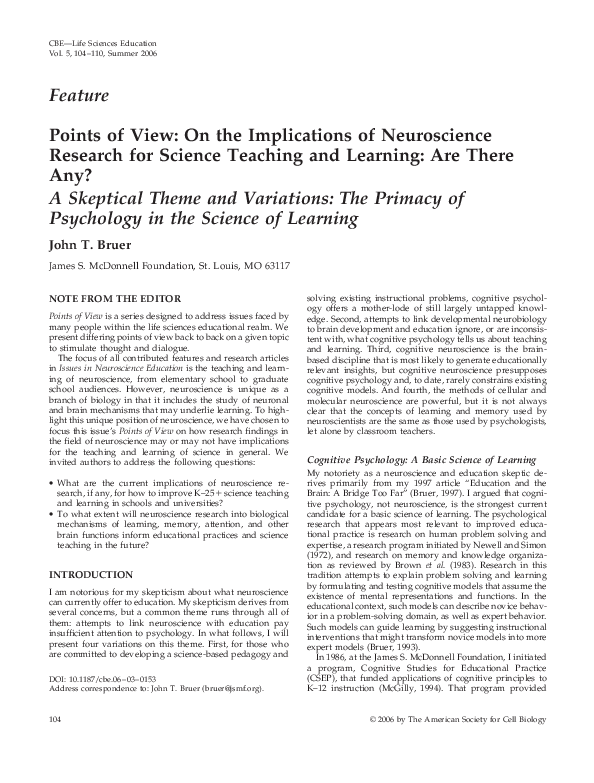 (PDF) Feature Points of View: On the Implications of Neuroscience ...