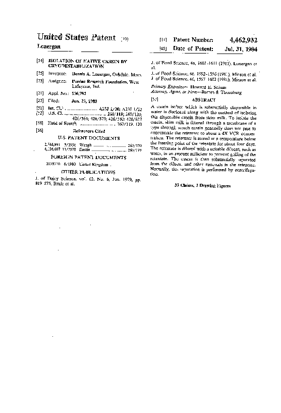 (PDF) Isolation of Native Casein by Cryodestabilization