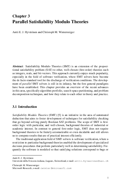 (PDF) Chapter 3 Parallel Satisfiability Modulo Theories
