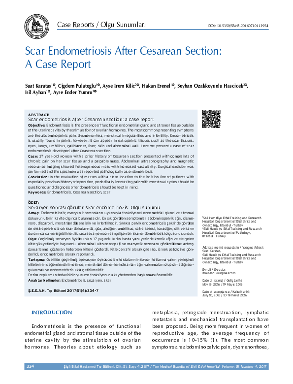 (PDF) Scar Endometriosis After Cesarean Section: A Case Report