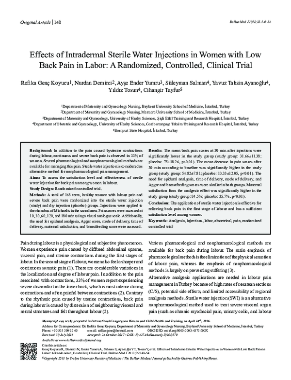 (PDF) Effects of Intradermal Sterile Water Injections in Women with Low ...