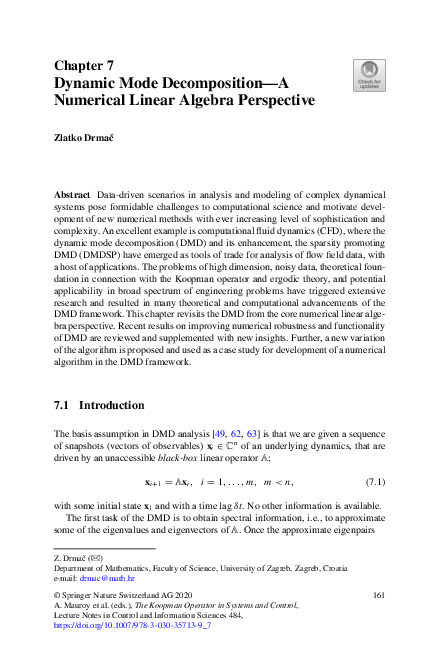 (PDF) Dynamic Mode Decomposition—A Numerical Linear Algebra Perspective (PDF) Dynamic Mode Decomposition—A Numerical Linear Algebra Perspective