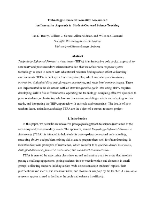 (PDF) Technology-Enhanced Formative Assessment: An Innovative Approach ...