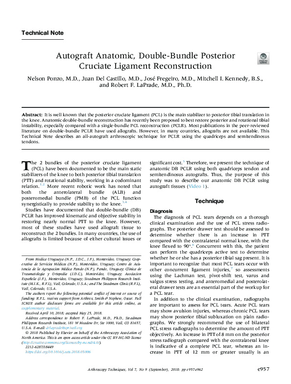 (PDF) Autograft Anatomic, Double-Bundle Posterior Cruciate Ligament ...