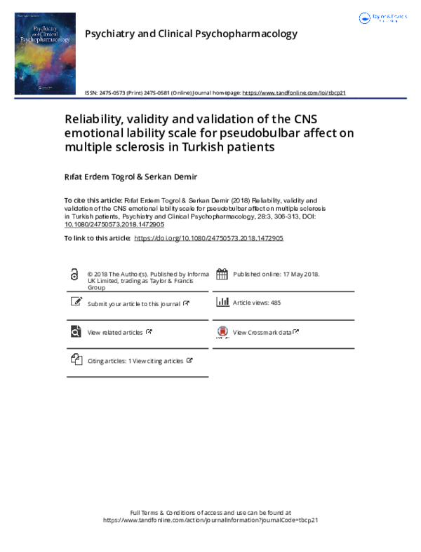 (PDF) Reliability, validity and validation of the CNS emotional ...