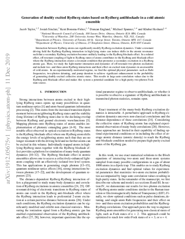 (PDF) Generation of doubly excited Rydberg states based on Rydberg ...