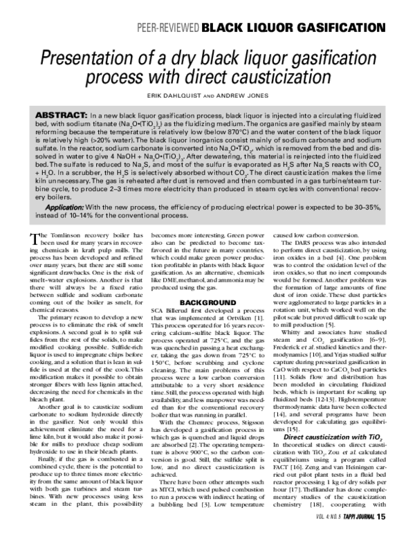 (PDF) Presentation of a dry black liquor gasification process with ...