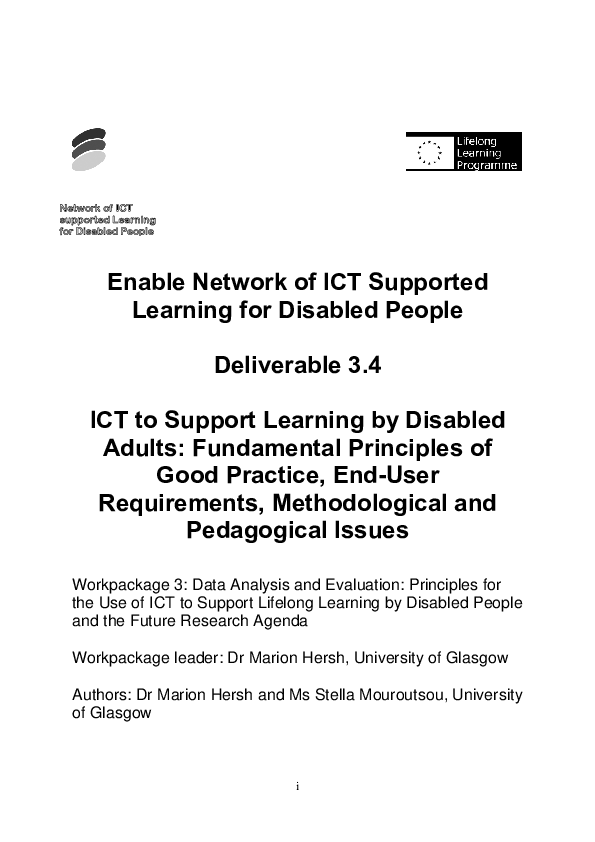 (PDF) Enable Network of ICT Supported Learning for Disabled People ...