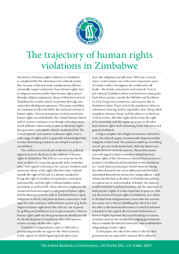 (PDF) The trajectory of human rights violations in Zimbabwe
