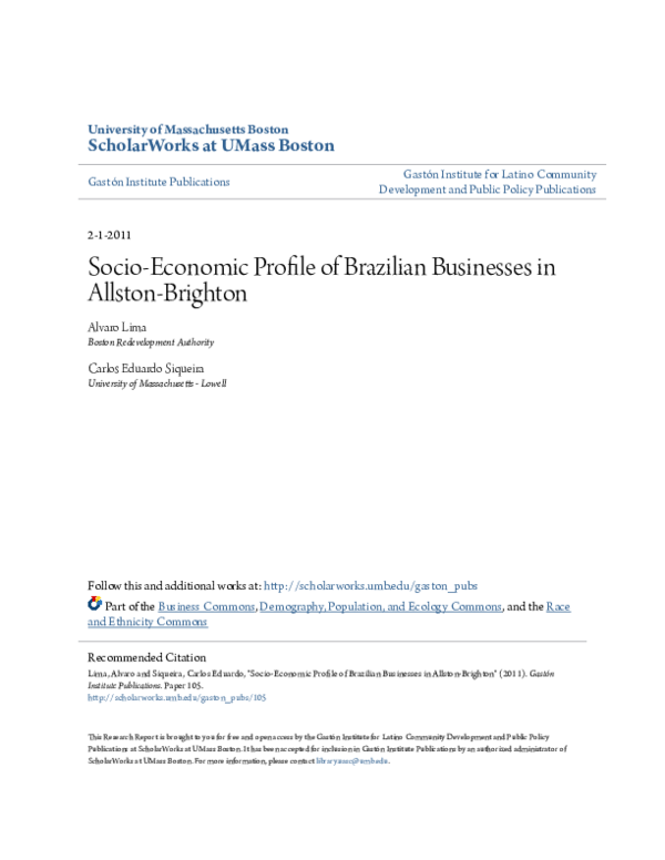 (PDF) Socio-Economic Profile of Brazilian Businesses in Allston-Brighton