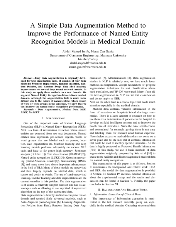 Pdf Ubmk A Simple Data Augmentation To Improve The Performance Of Named Entity Recognition