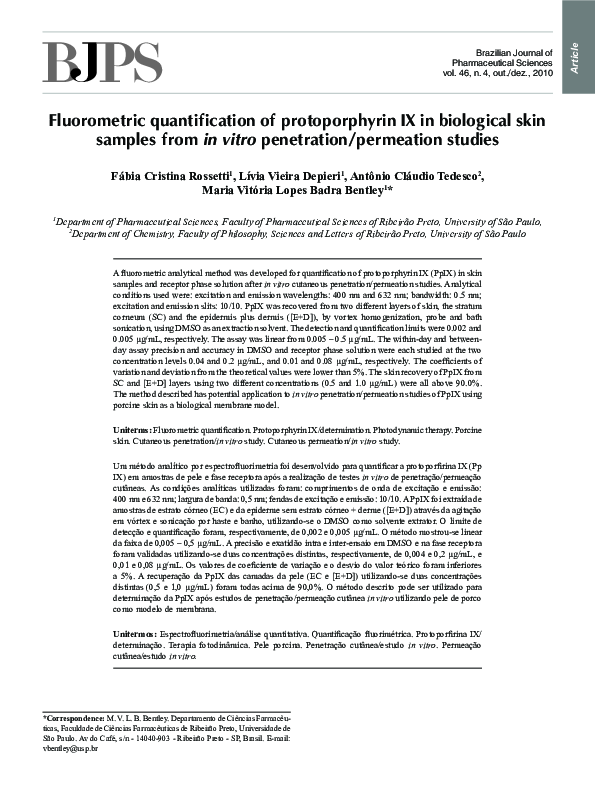 (PDF) Fluorometric quantification of protoporphyrin IX in biological ...