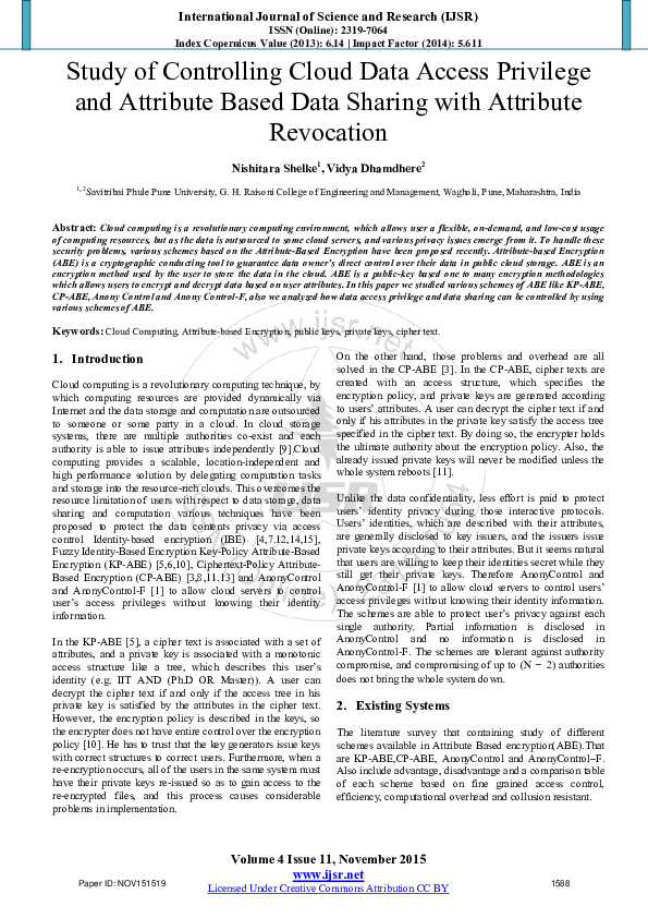 (PDF) Study of Controlling Cloud Data Access Privilege and Attribute Based Data Sharing with ...