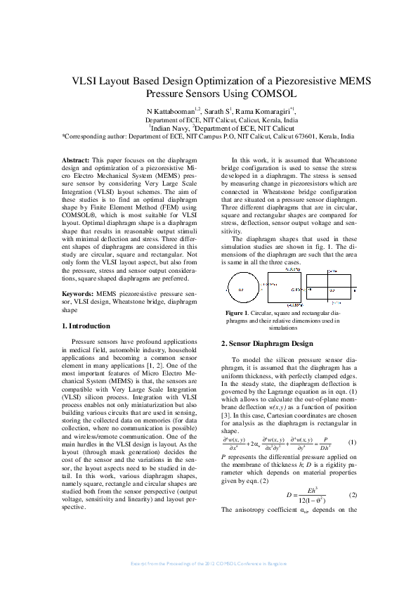 (PDF) VLSI Layout Based Design Optimization of a Piezoresistive MEMS ...
