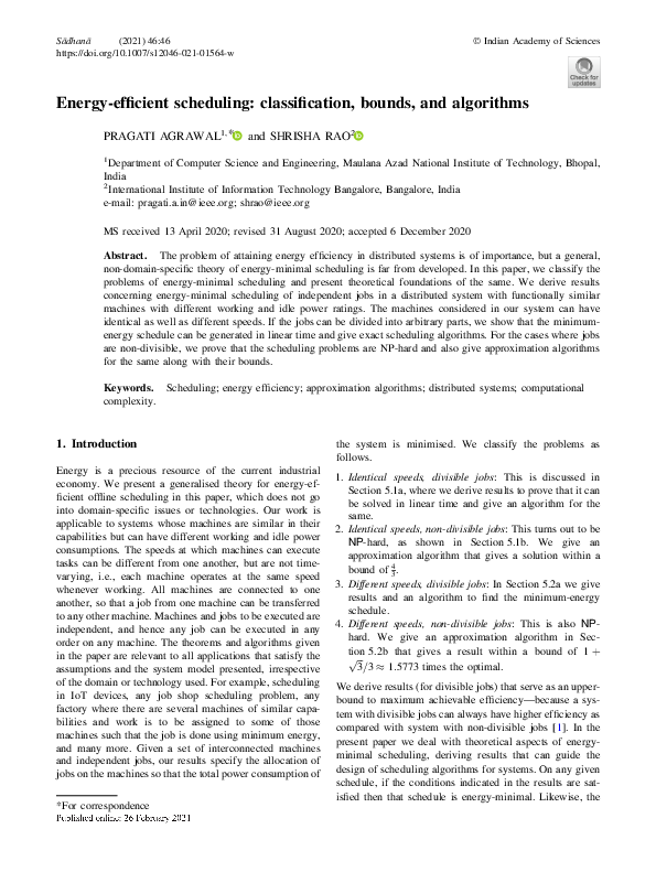 Pdf Energy Efficient Scheduling Theory Algorithms And Np Hardness