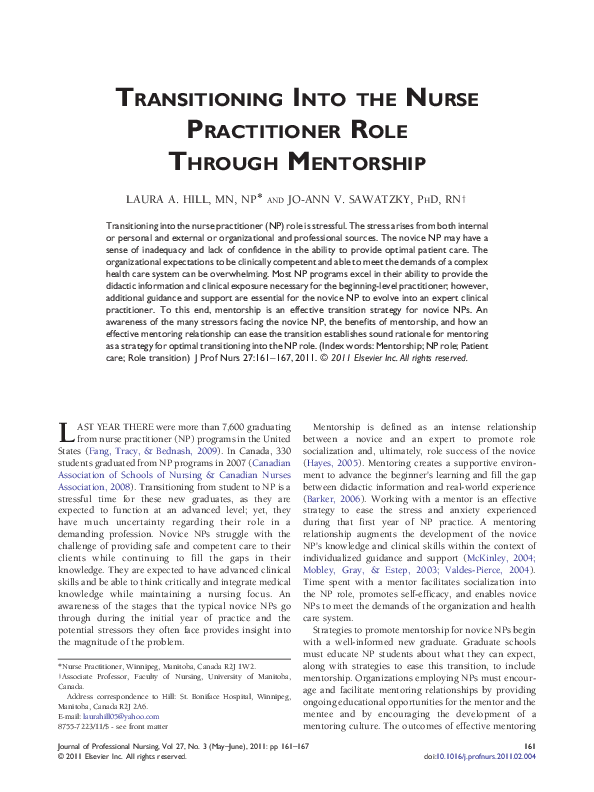 (PDF) Transitioning Into the Nurse Practitioner Role Through Mentorship