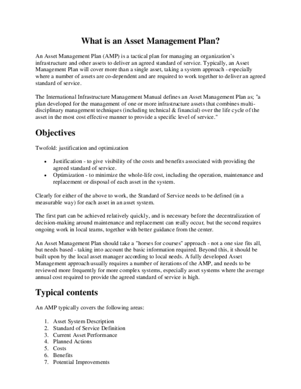 (PDF) Asset Management Plan