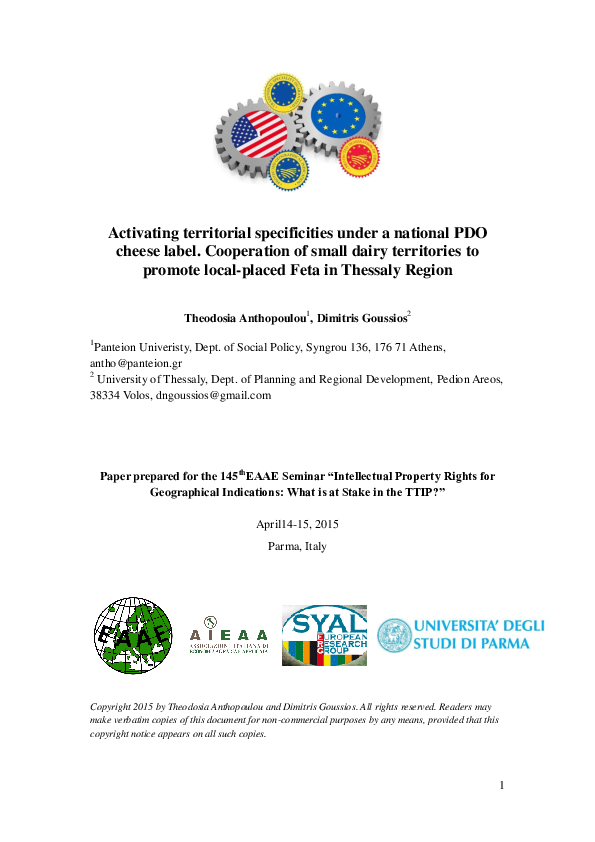 (PDF) Activating territorial specificities under a national PDO cheese ...