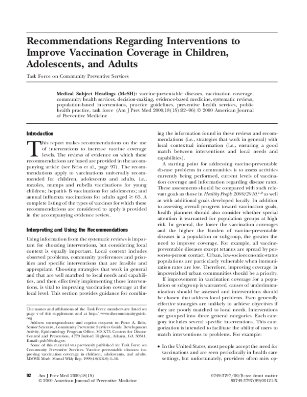 (PDF) Recommendations regarding interventions to improve vaccination ...