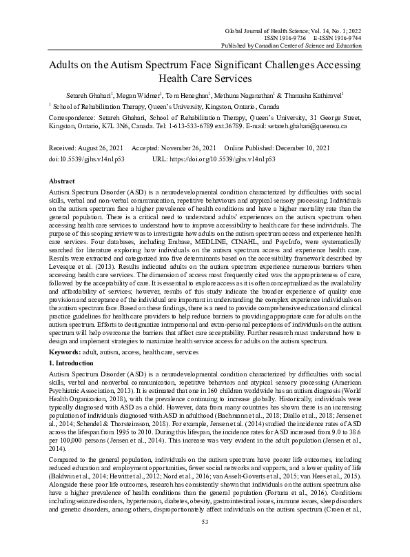 (PDF) Adults on the Autism Spectrum Face Significant Challenges ...