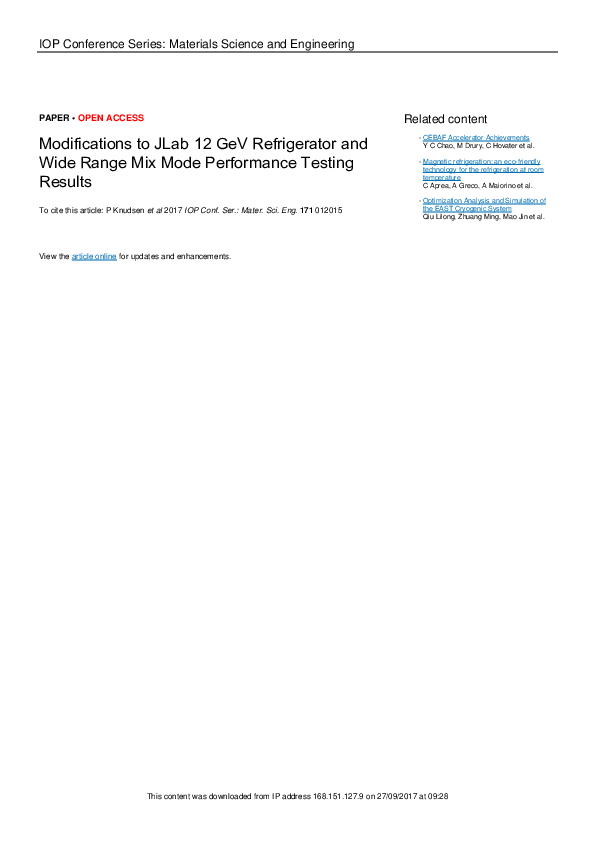 (PDF) Modifications to JLab 12 GeV Refrigerator and Wide Range Mix Mode ...