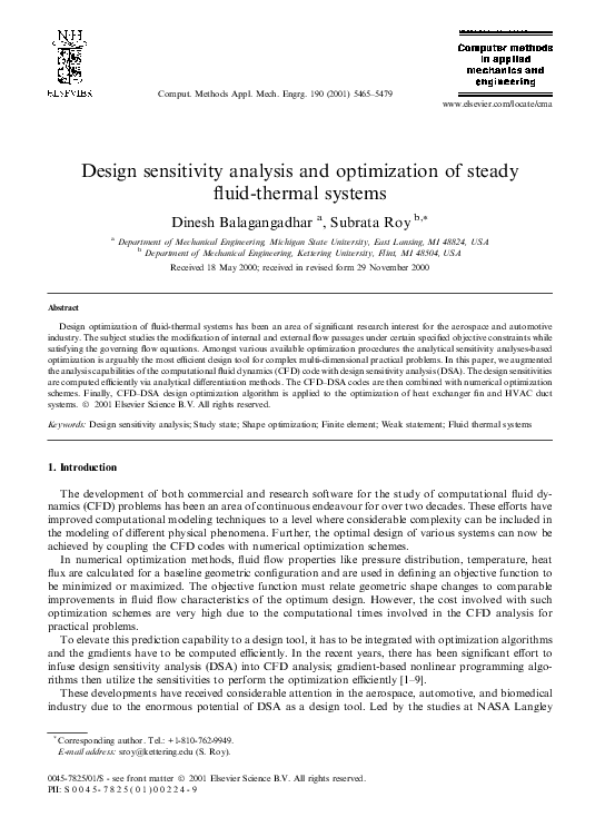(PDF) Design sensitivity analysis and optimization of steady fluid ...