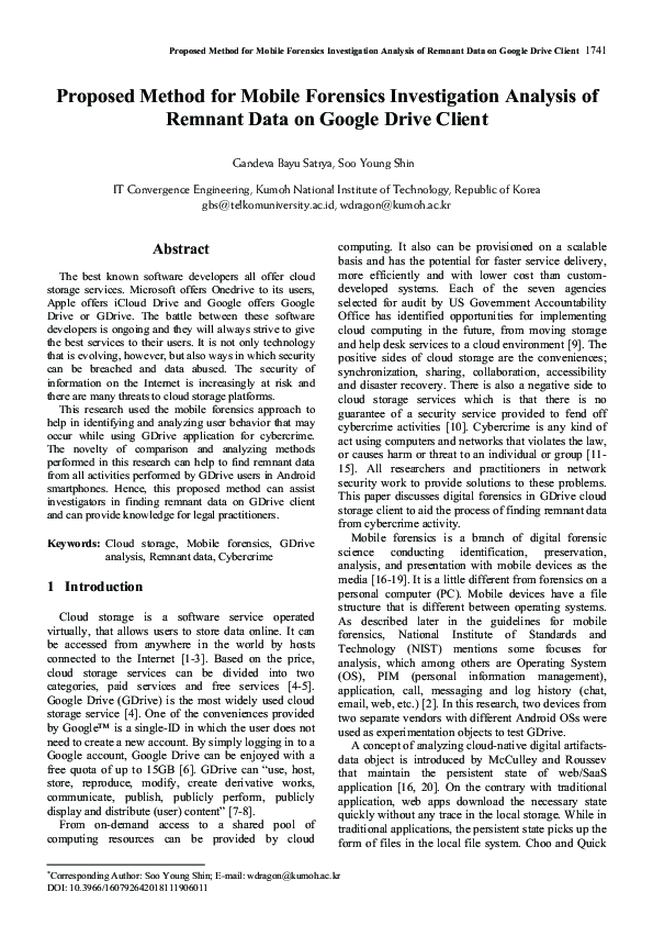 (PDF) Proposed Method for Mobile Forensics Investigation Analysis of Remnant Data on Google ...