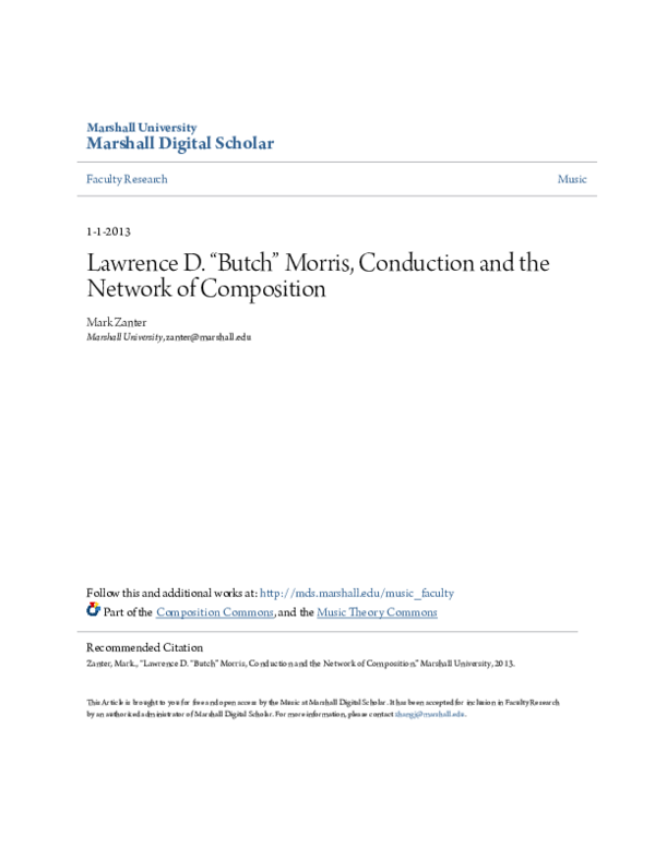 (PDF) Lawrence D. "Butch" Morris, Conduction and the Network of Composition