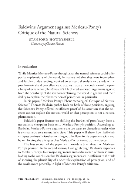 (PDF) Baldwin’s Argument against Merleau-Ponty’s Critique of the ...