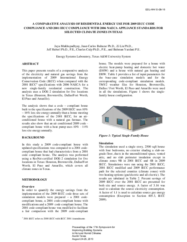 (PDF) A Comparative Analysis of Residential Energy Use for 2009 IECC ...