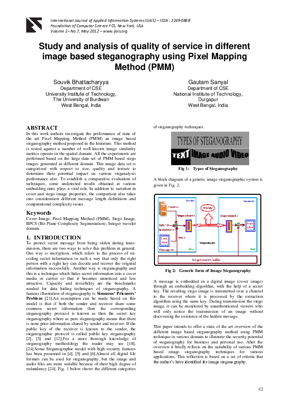 (PDF) Study and analysis of quality of service in different image based steganography using ...
