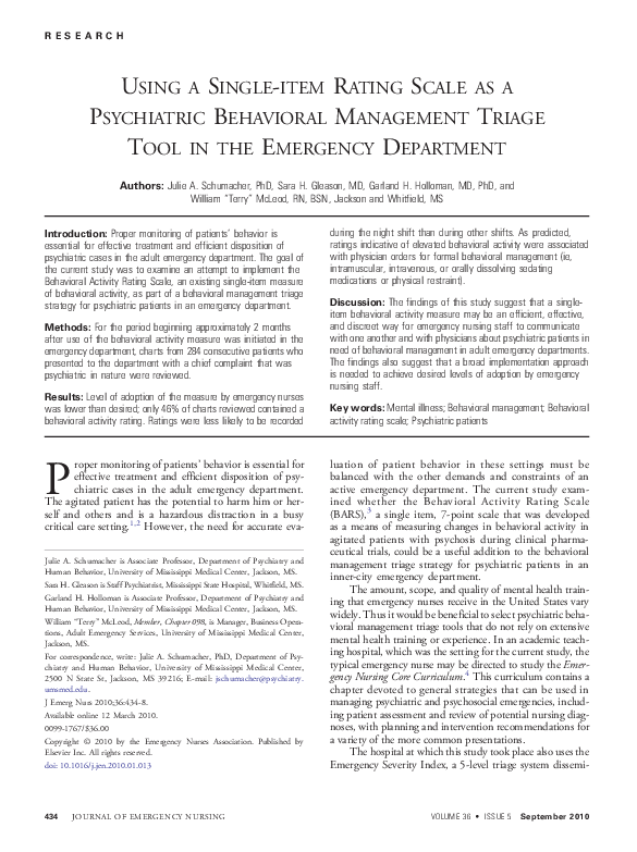(PDF) Using a Single-item Rating Scale as a Psychiatric Behavioral ...