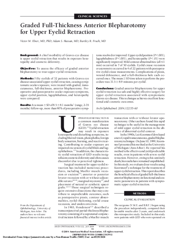 (PDF) Graded Full-Thickness Anterior Blepharotomy for Upper ...