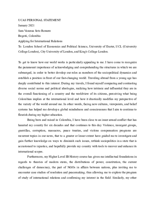 (PDF) UCAS PERSONAL STATEMENT