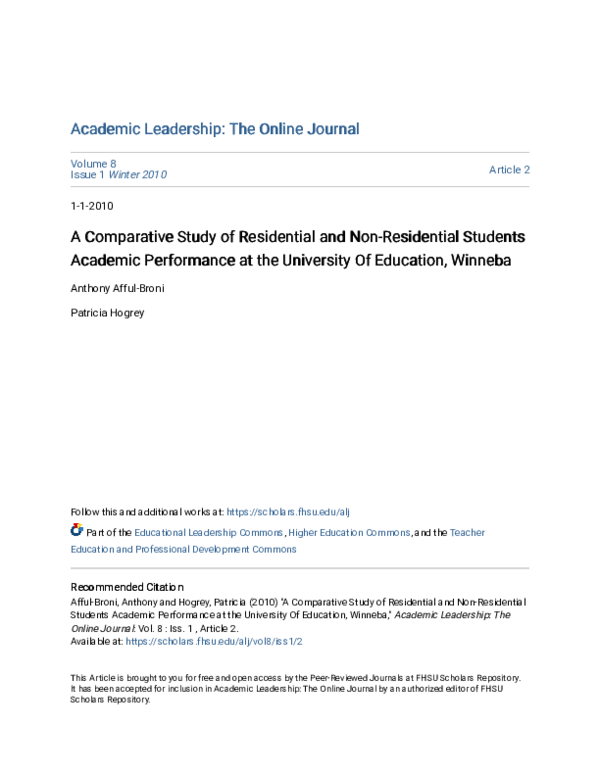 (DOC) EFFECTS OF STUDENT'S ACCOMMODATION ON ACADEMIC PERFORMANCE AT THE ...