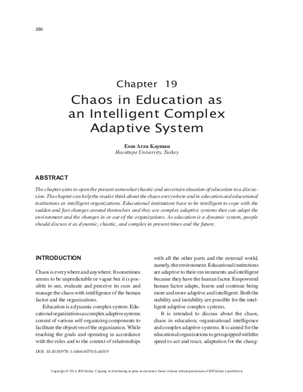 (PDF) Chaos in Education as an Intelligent Complex Adaptive System