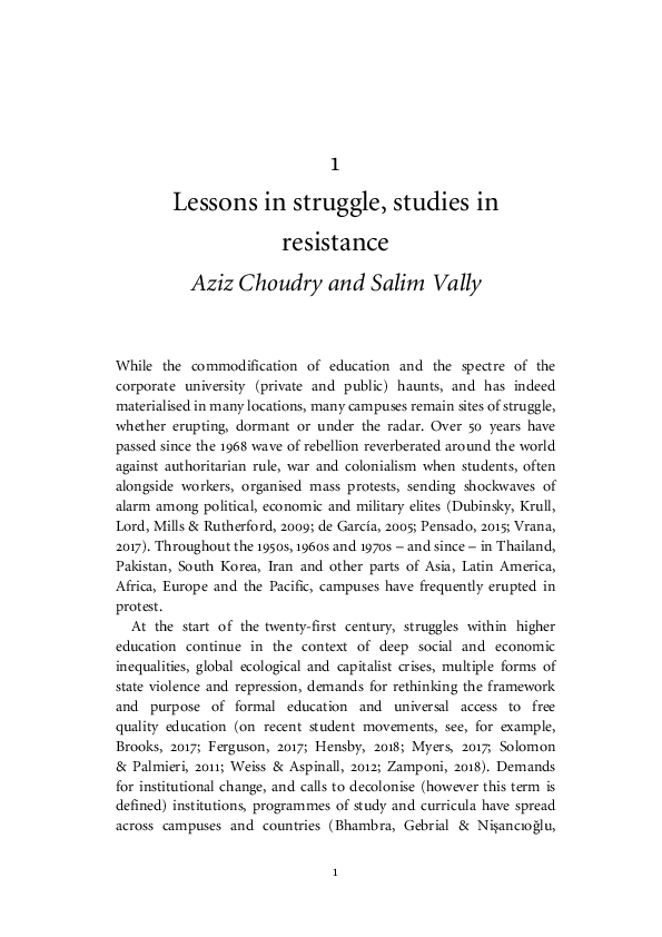 (PDF) Lessons in Struggle, Studies in Resistance