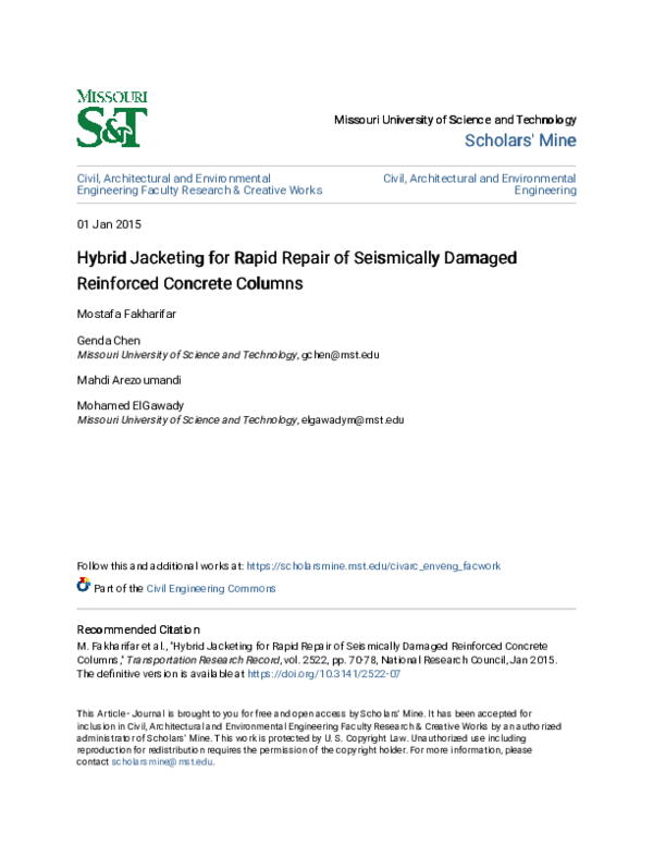 (PDF) Hybrid Jacketing For Rapid Repair Of Seismically Damaged ...