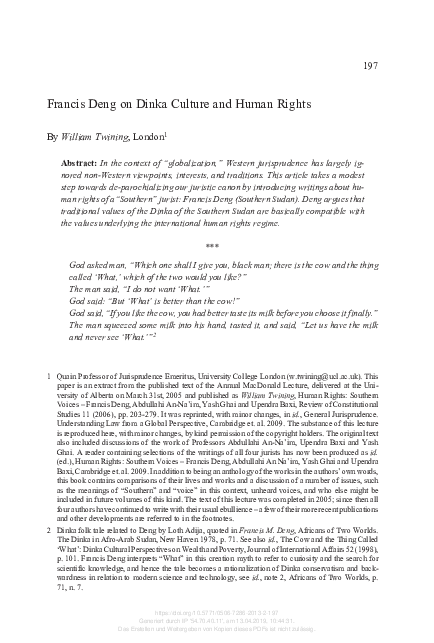 (PDF) Francis Deng on Dinka Culture and Human Rights