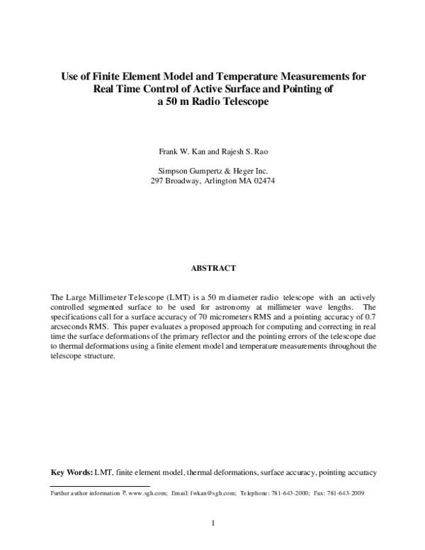 Pdf 1use Of Finite Element Model And Temperature Measurements For Real Time Control Of Active